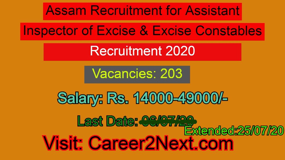 Assam Recruitment 2020 for Assistant Inspector of Excise & Excise ...