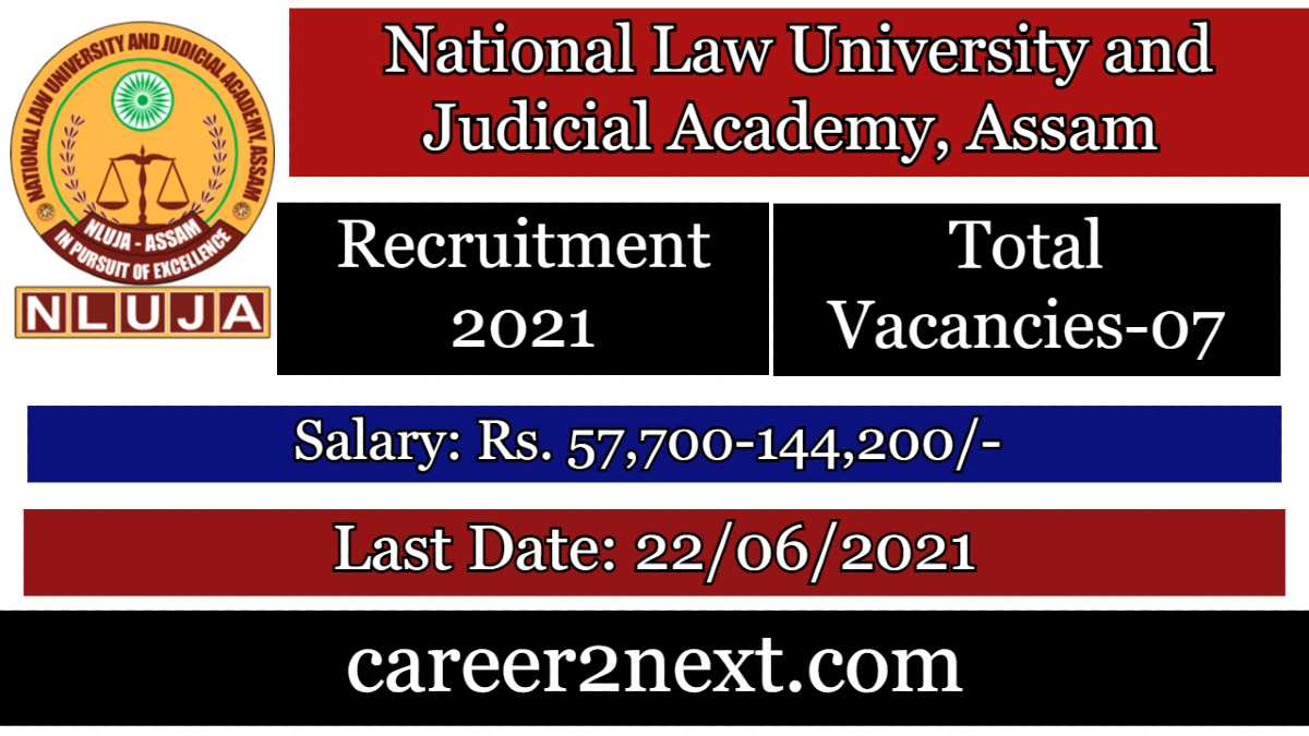 NLUJA Assam Recruitment 2021-7 Posts|Last Date: 22/06/2021.