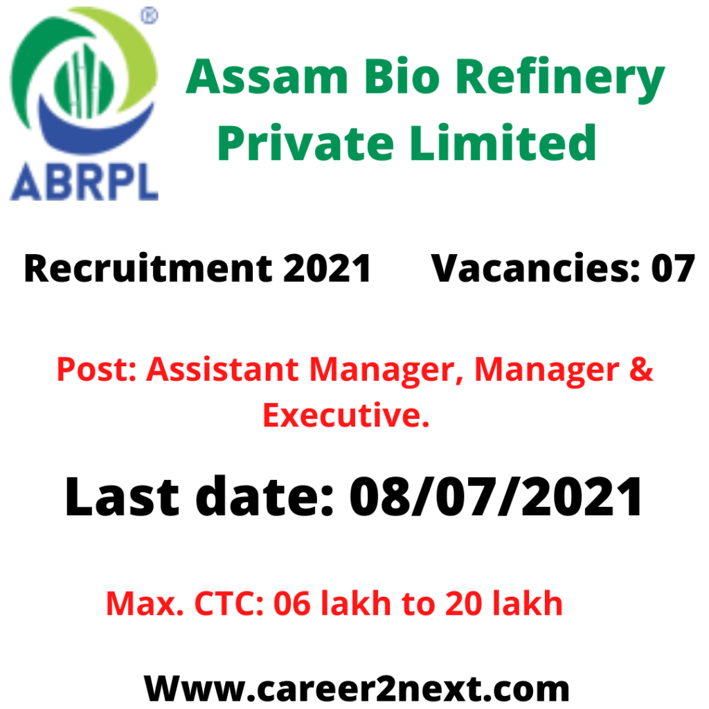 Assam Bio Refinery Recruitment 2021 | 07- Posts - Career2next
