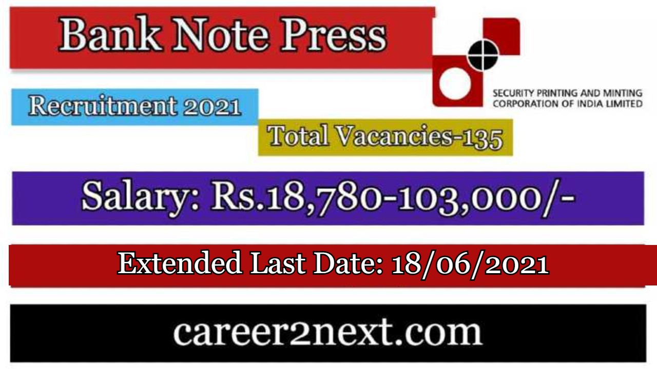 Bank Note Press Recruitment 2021-135 Vacancies|Last date Extended.