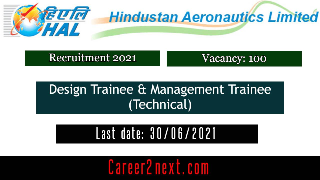 HAL Recruitment 2021 | 100-Trainee - Career2next