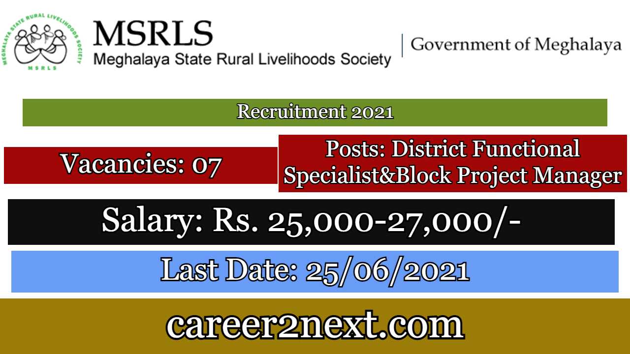 MSRLS Recruitment 2021 - 7 Posts|Last Date: 25/06/2021