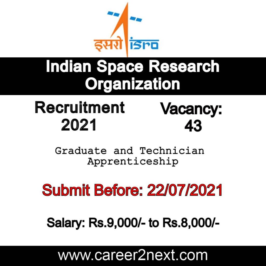 ISRO Recruitment 2021 | 43-Apprentices - Career2next