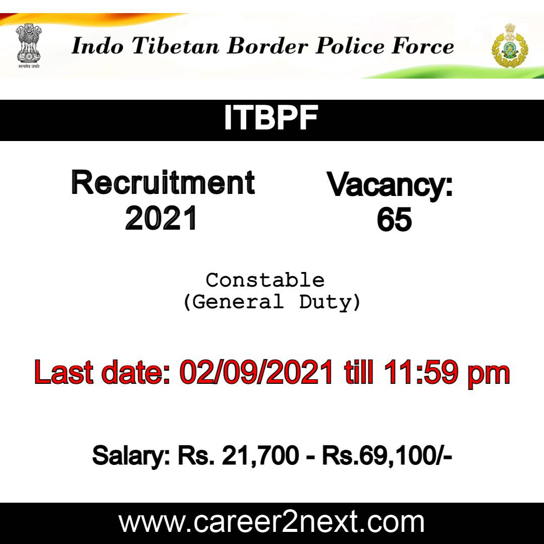ITBPF Recruitment 2021 | 65-Constable (General Duty) - Career2next