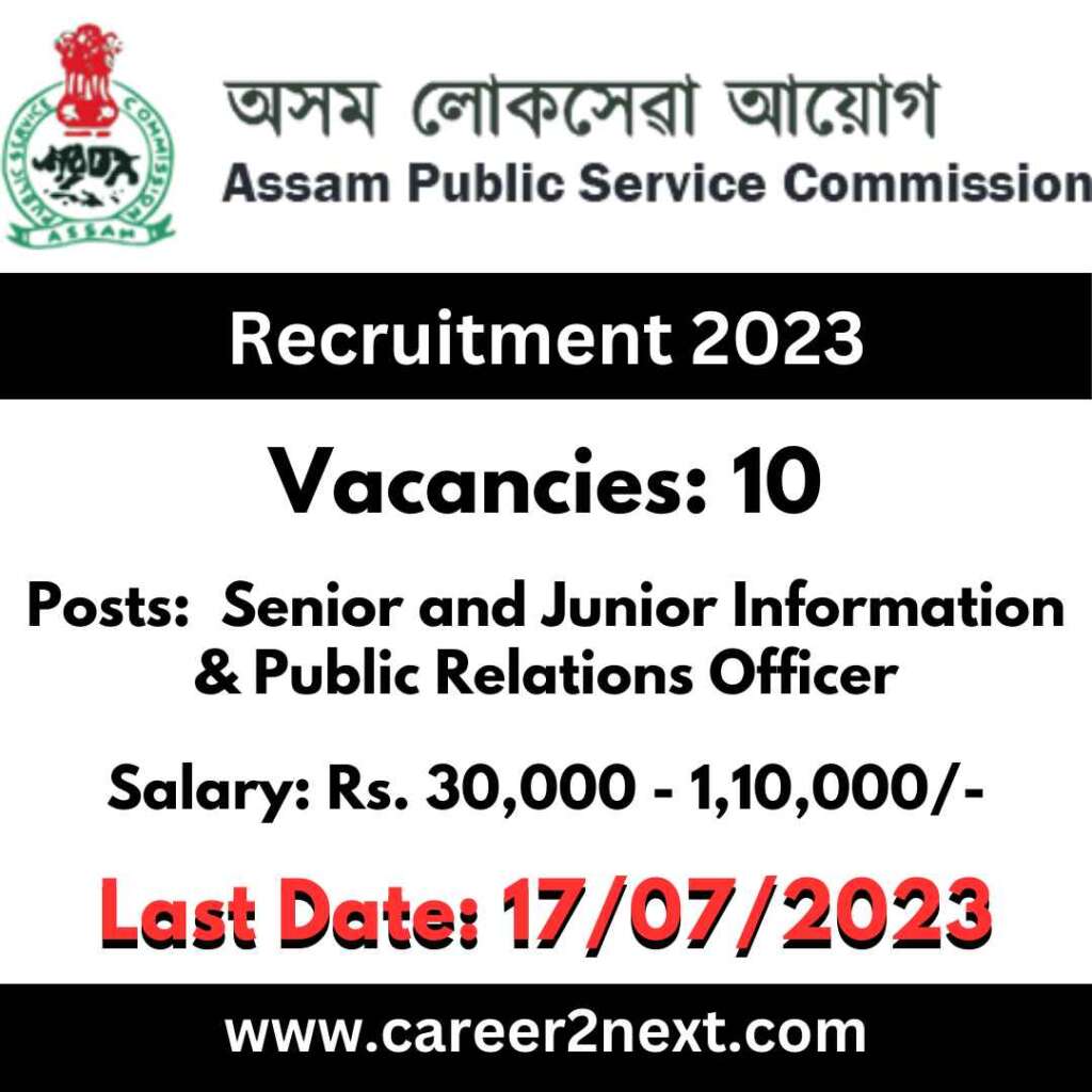 APSC Job Recruitment 2023 - 10 Vacancy of Senior & Junior IPRO