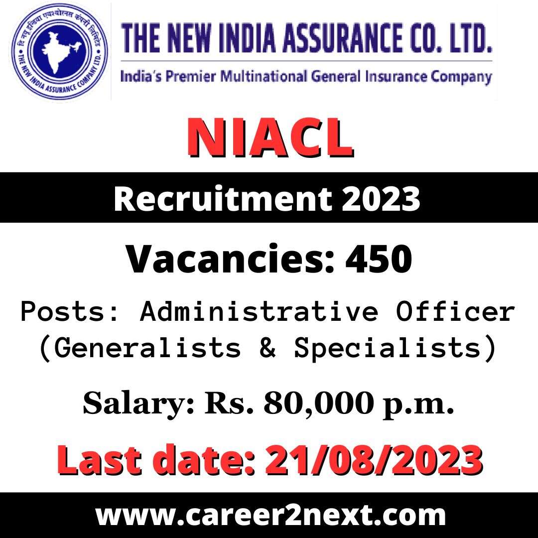 Niacl Administrative Officer Recruitment 2023 450 Posts