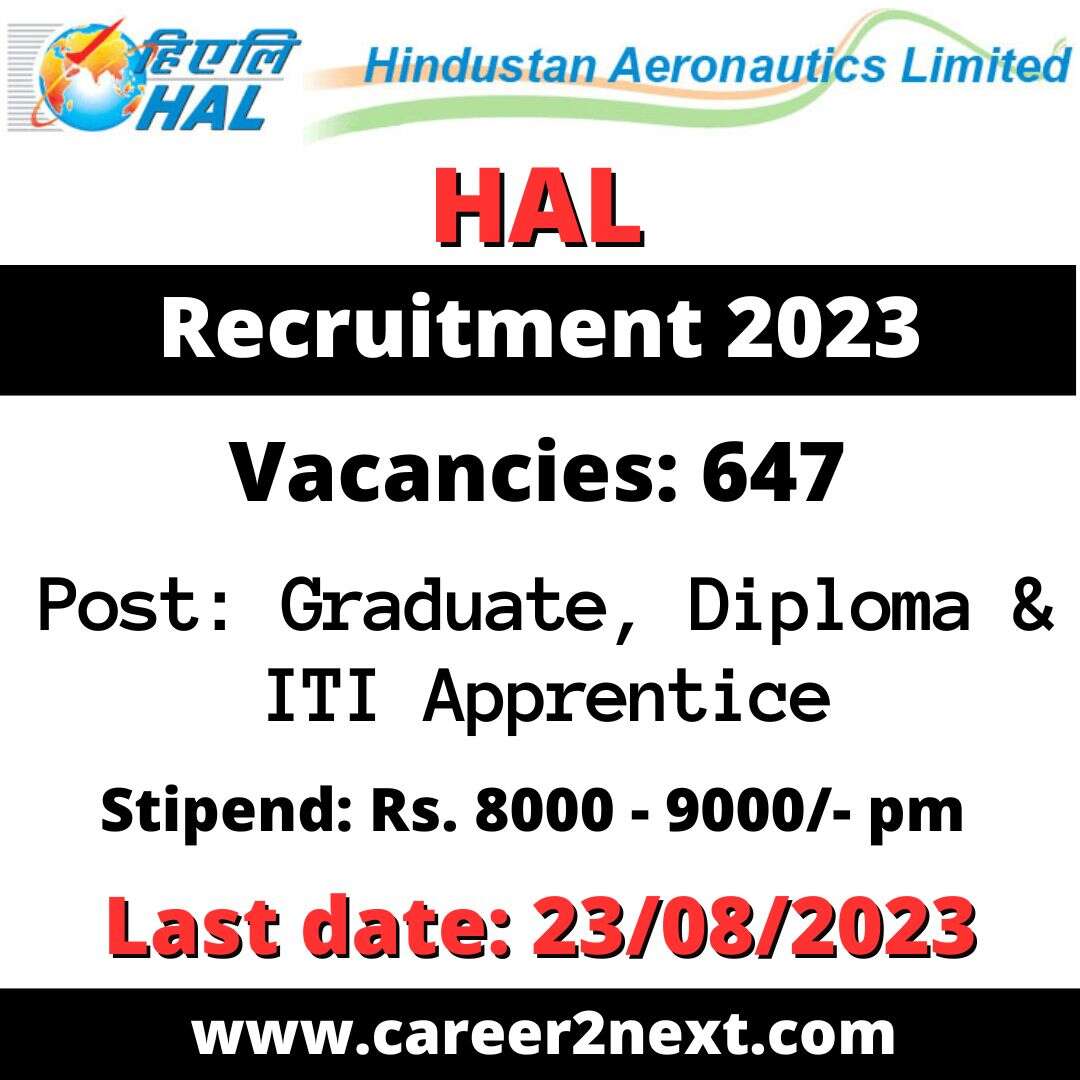 HAL Apprentice Recruitment 2023 - 647 Posts