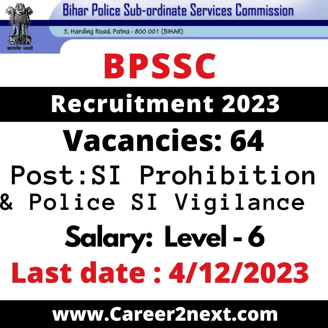 BPSSC SI Recruitment 2023 | 64 post