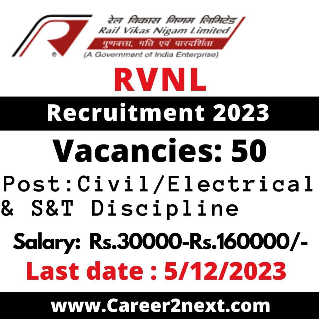 RVNL Recruitment 2023 | 50 Civil,Electrical and S&T post